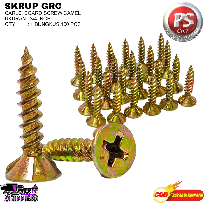 Jual SKRUP GRC UKURAN 3/4"INCHI 2CM 1BUNGKUS ISI 100PCS/BAUT SKRUP ...