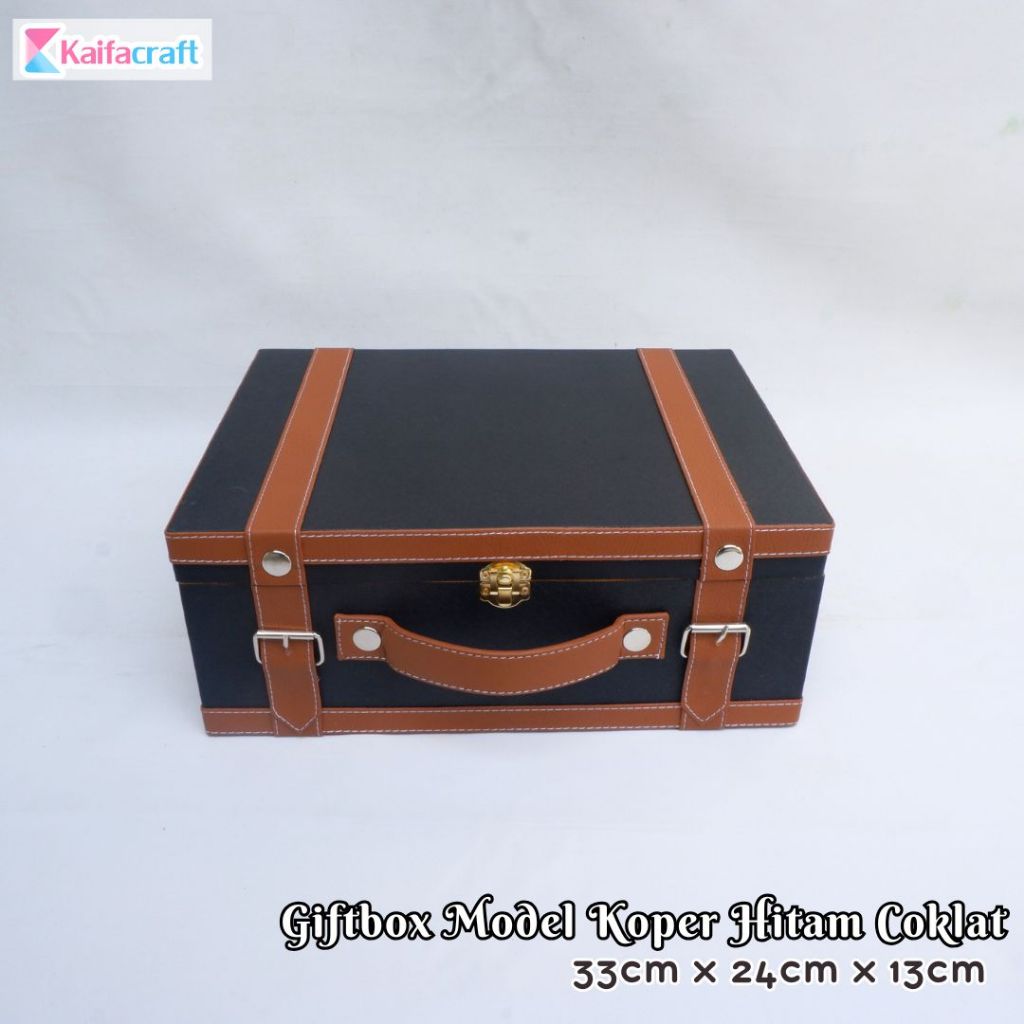 Jual Box Hampers | Box Packaging Model Koper Hitam List Coklat | Shopee ...
