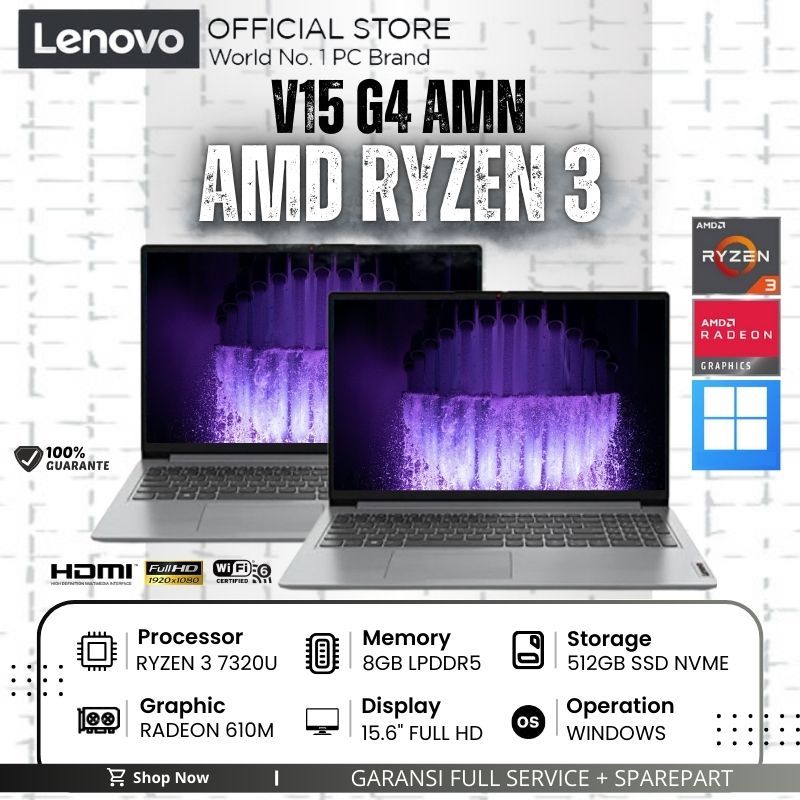 Jual PROMO Lenovo V15 G4 AMN Ryzen 3 7320U Ram 8Gb Ddr5 Ssd 512Gb Nvme 15.6" Full Hd Vga Amd ...