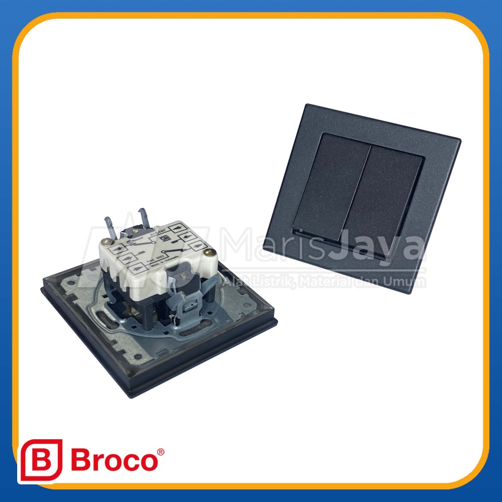 Jual Saklar Ganda/ Seri Inbow (IB) BROCO Plano Art. E162 Black Metalic ...