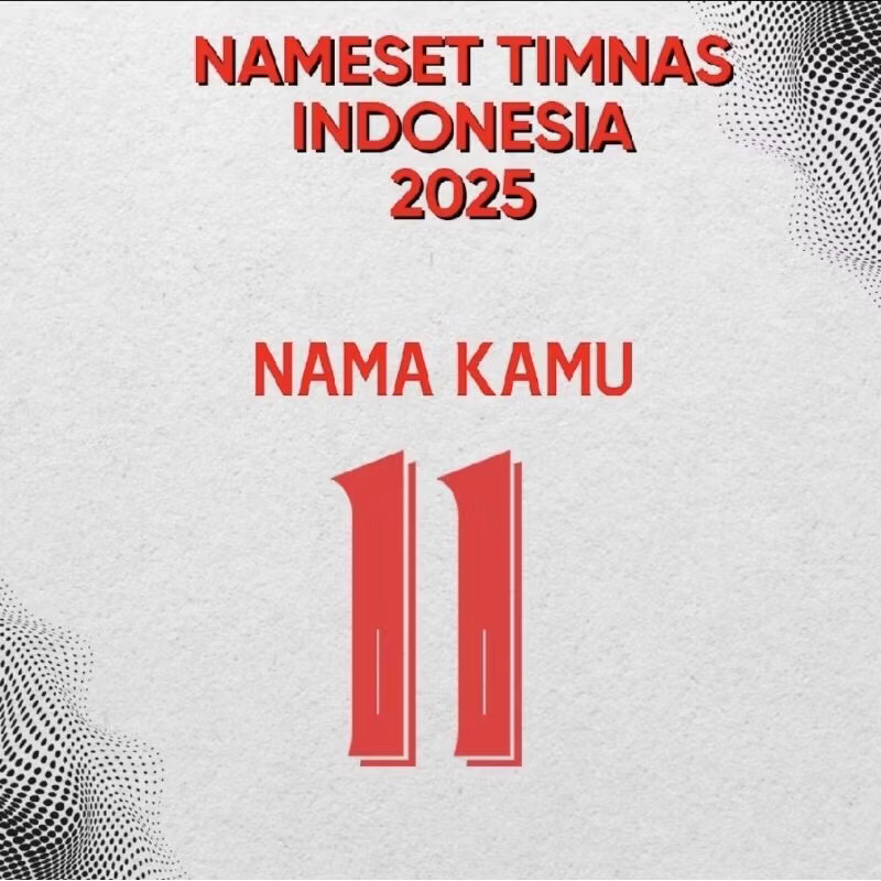 Jual Font Nameset Timnas Indonesia 2025 Custom Nama Nomor Jersey Timnas Indonesia 2025 Terbaru ...