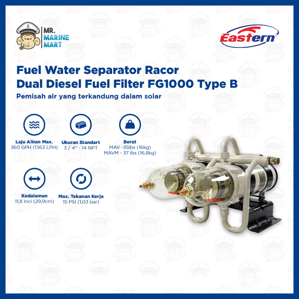 Jual Water separator Racor FG1000 Dual Diesel Fuel filter FH1000 China ...