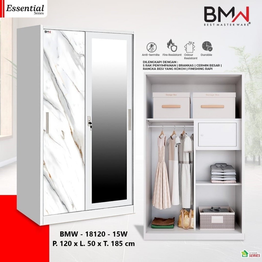 Jual Lemari Pakaian Sliding 2 Pintu Besi/Lemari Baju Sliding Minimalis ...