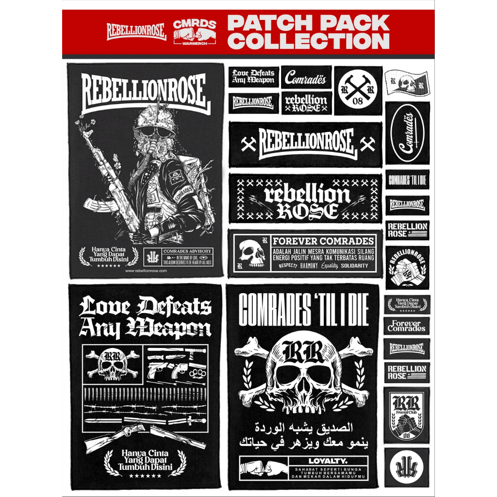 Jual READY STOCK - PATCH PACK Rebellion Rose ORIGINAL EMBLEM BAND MUSIC ...