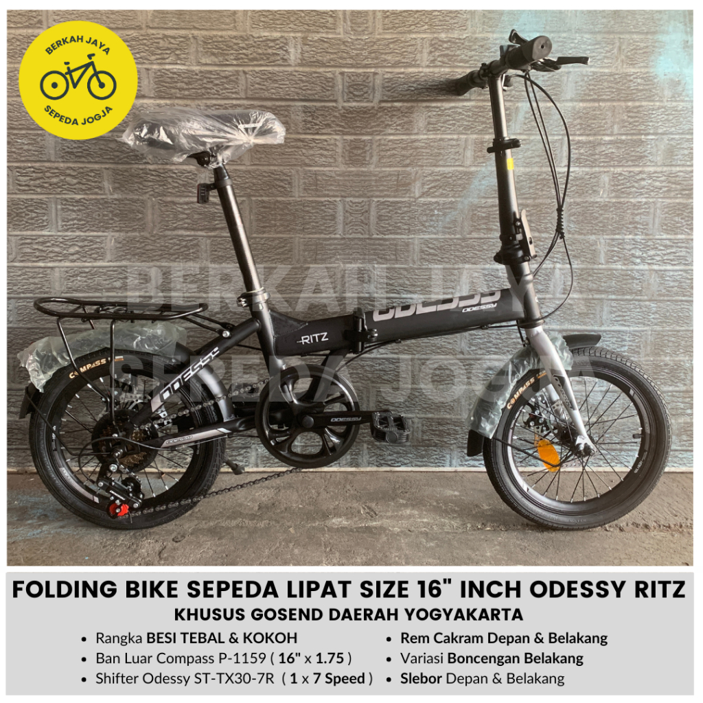 Jual Sepeda Lipat 16 inch Folding Bike Odessy Ritz Rem Cakram 7 Speed ...
