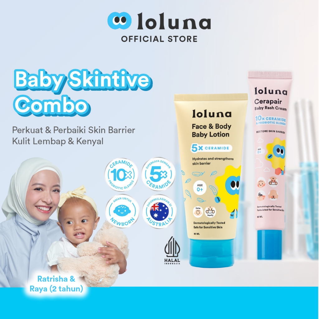 Jual Loluna Sensitive Skin Combo/ Face & Body Baby Lotion + Cerapair ...