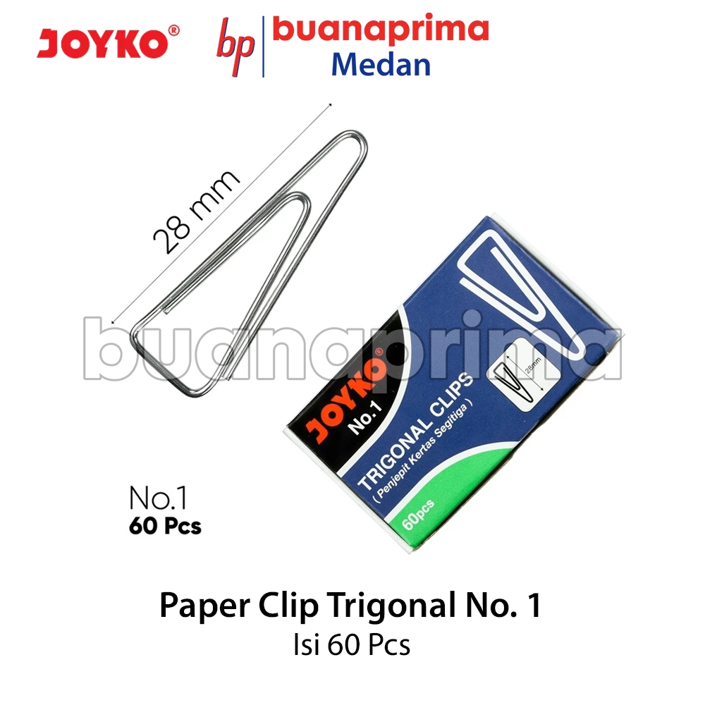 Jual Paper Clip TRIGONAL JOYKO No 1 Panjang 28 mm 1 Box Isi 60 Pcs Clip ...