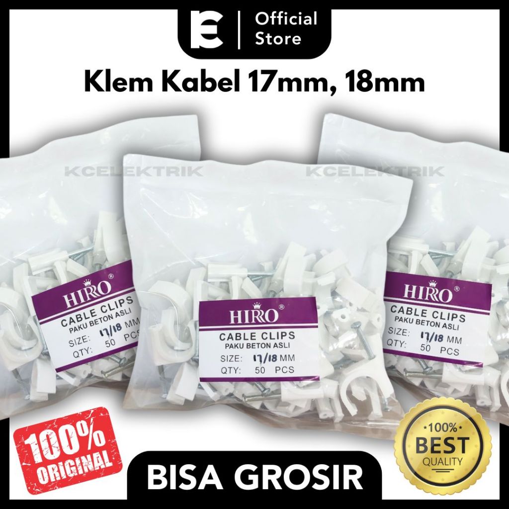 Jual Klem Kabel 17mm 18mm Cable Clip HIRO untuk Manajemen Pipa 5/8 ...