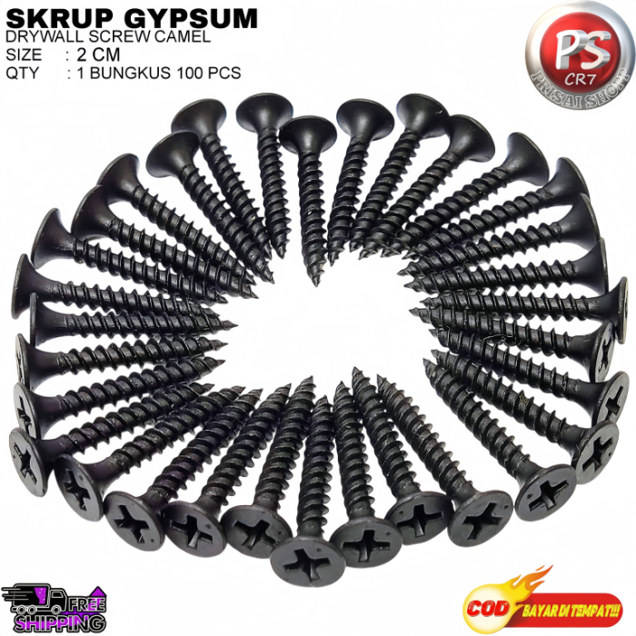 Jual Skrup Gipsum Ukuran 2cm 1Bungkus isi 100pcs (100biji)Baut Skrup ...