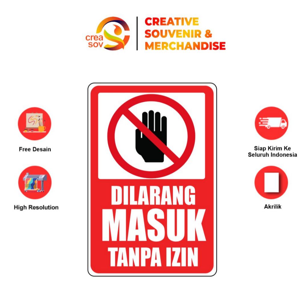 Jual Creasov- Akrilik Sign Penanda Dilarang Masuk Tanpa Izin Akrilik ...