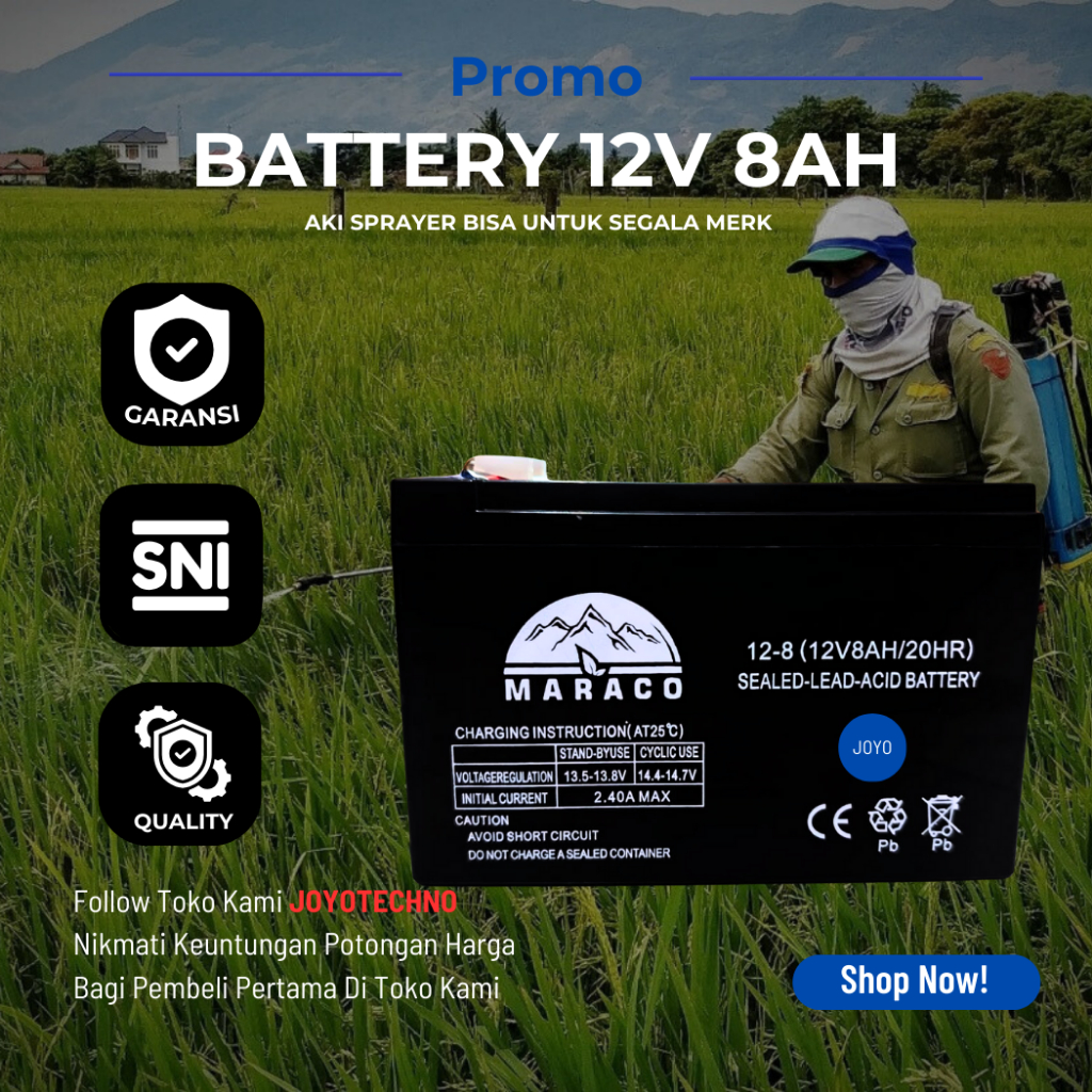 Jual MSA AKI BATERAI SPRAYER ELEKTRIK 12V/8AH SNI BERGARANSI | Shopee Indonesia