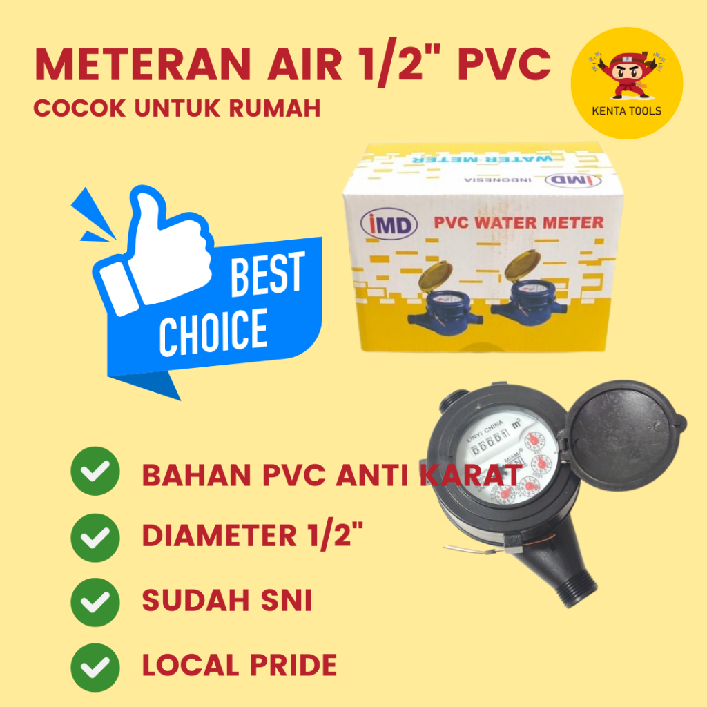 Jual METERAN AIR SNI 1/2" PVC COCOK UNTUK INSTALASI PDAM RUMAHAN ANTI ...