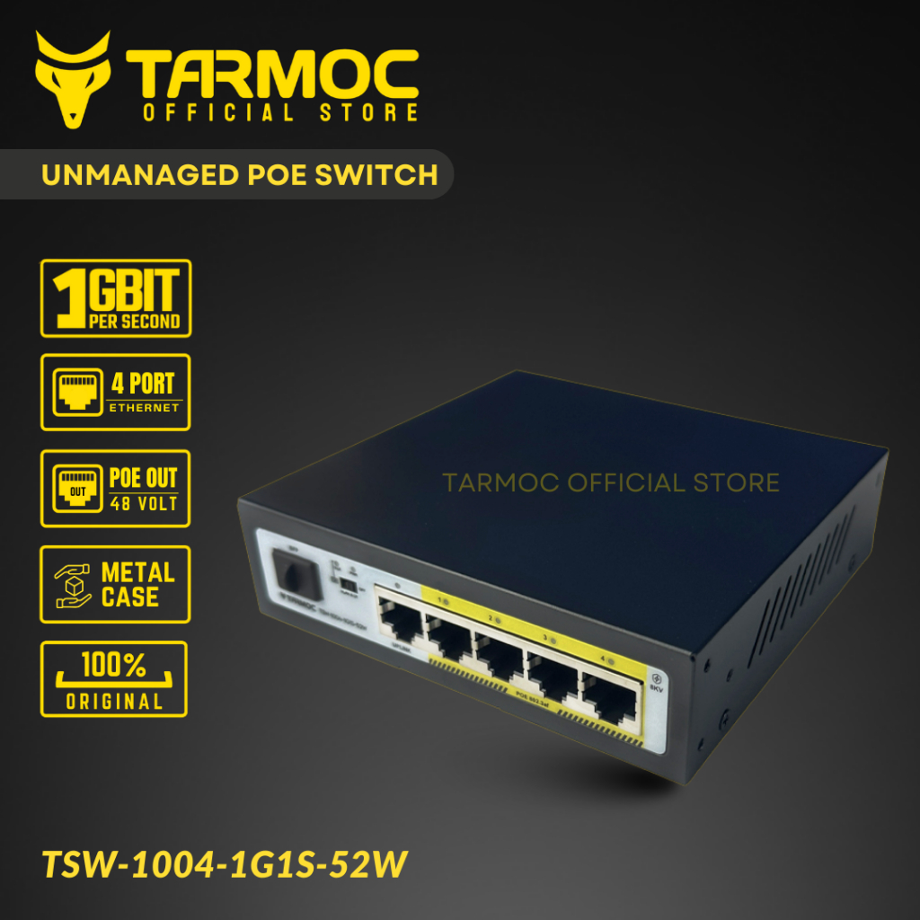 Jual Tarmoc TSW-1004-1G-1S-52W | 4 Port Gigabit POE 802.3af/at POE ...