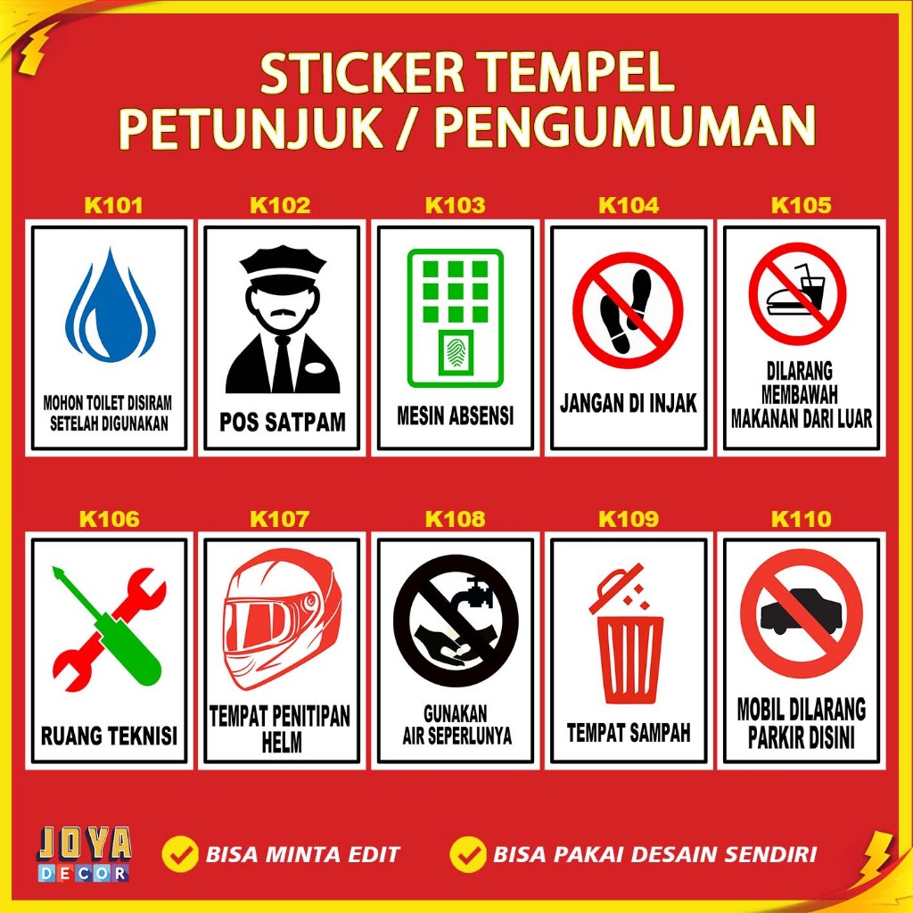 Jual Sticker Stiker Petunjuk Warning Pengumuman pos satpam jangan di ...