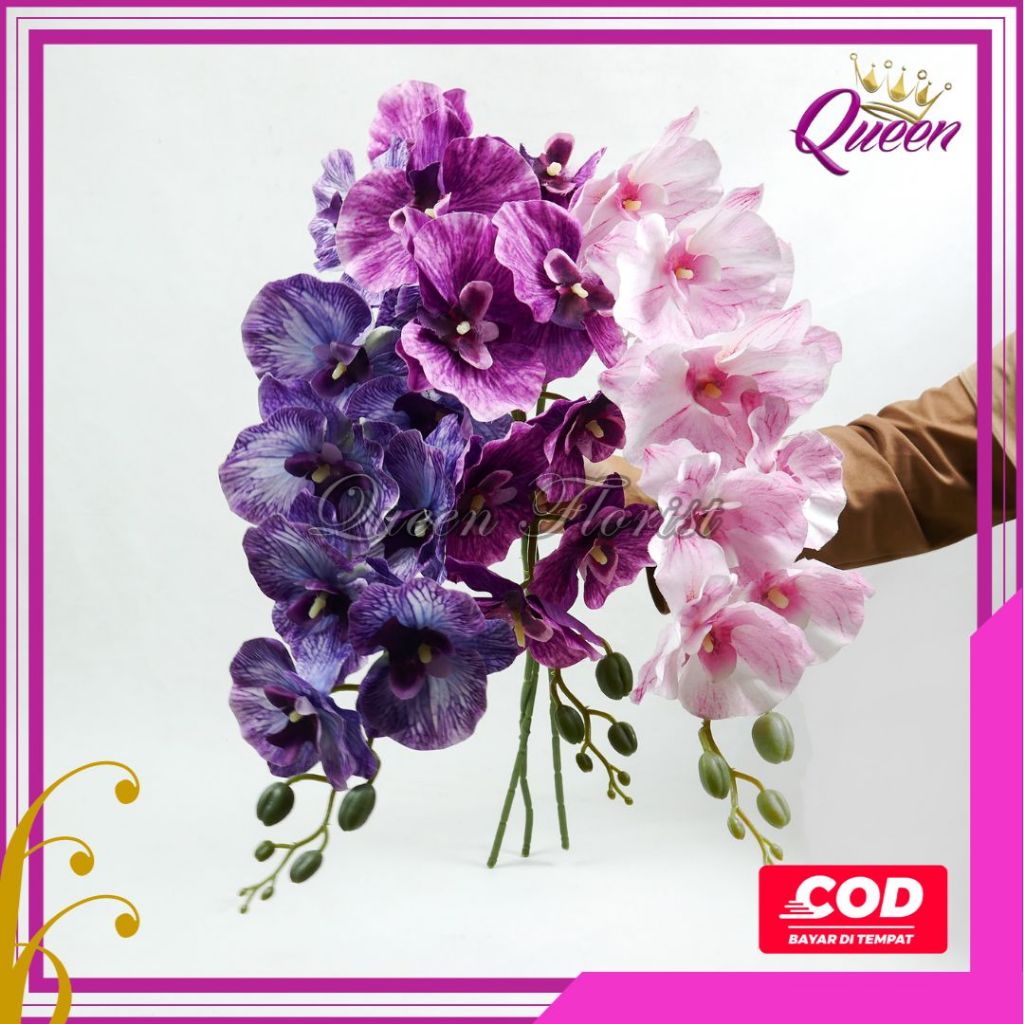 Jual BUNGA ANGGREK KAIN PREMIUM ARTIFICIAL FLOWER KUNTUM 9 / BUNGA ...