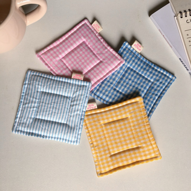 Jual Gingham coaster / tatakan gelas kain / kotak kotak salur aesthetic ...