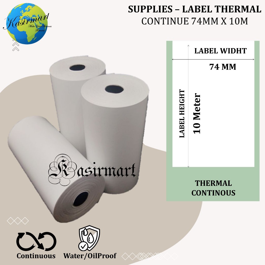 Jual Kertas Label Stiker Thermal 74x10 Meter Continouos - Cetak Resi ...