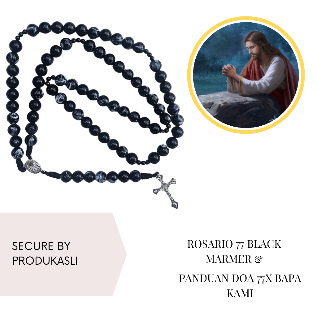 Jual Kalung Rosario 77 Bapa Kami Hitam Marmer & Panduan Doa 77 Bapa Kami (Ukuran A6) | Shopee ...