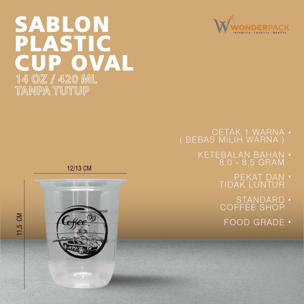 Jual Plastic Cup Oval Tanpa Tutup 14 Oz / 420ml (SABLON CUSTOM ...