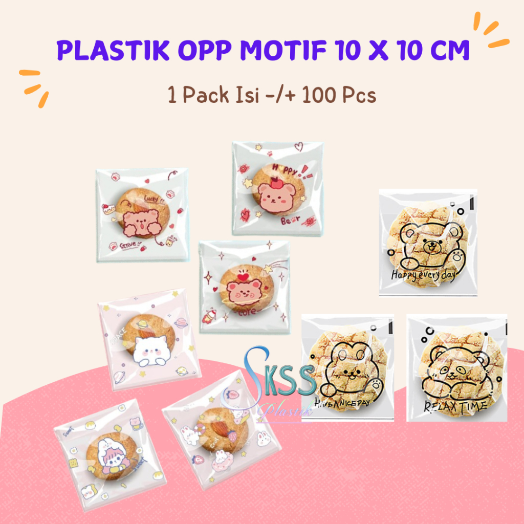 Jual 100 Pcs Plastik Cookies Ukuran 7x7 10x10 l Plastik Opp Motif Lucu ...