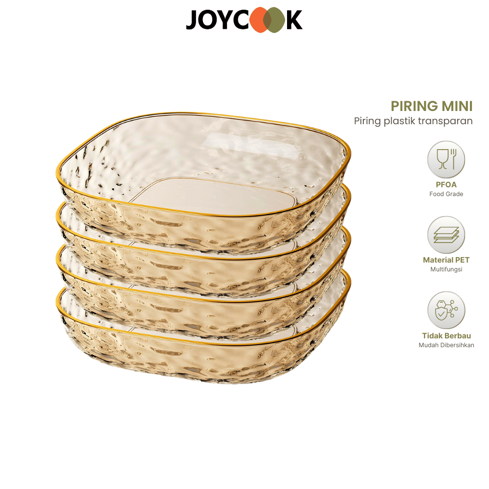 Jual JOYCOOK Piring Saji Gold Mini Kotak Diamond Cantik Transparan ...