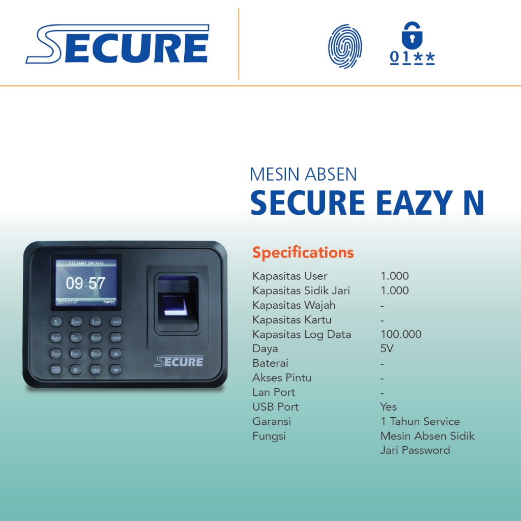 Jual Mesin Absen Secure Eazy N / Absen machine - S EAZY N | Shopee ...
