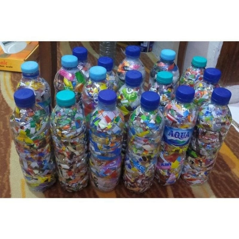 Jual Ecobrick Sampah Plastik Botol Aqua 600ml Sudah Bersih Steril ...