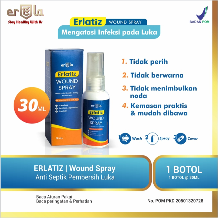 Jual ERLATIZ Wound Spray / Antiseptik Pembersih Luka / 1 Botol 30 ml ...