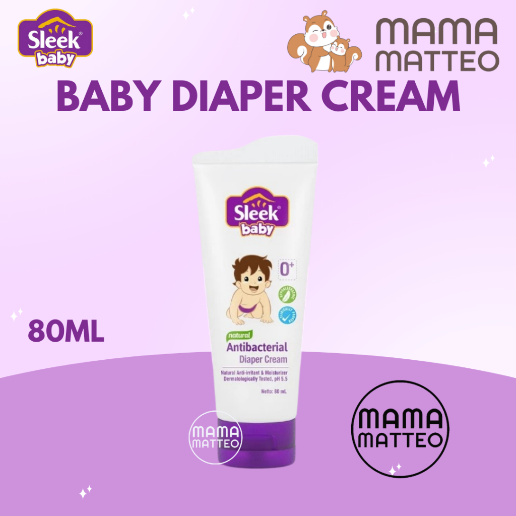 Jual SLEEK Baby Natural Antibacterial Diaper Rash Cream Tube 80ml / Krim Ruam Popok Bayi Anak ...