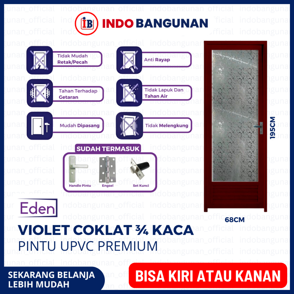 Jual PINTU KAMAR MANDI WC 3/4 KACA ALUMUNIUM KUAT TAHAN CUACA 65X198 ...