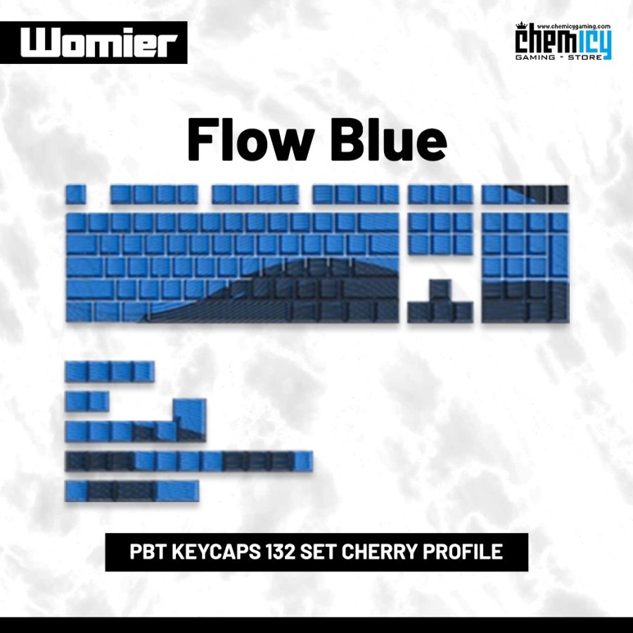 Jual Womier Flow Blue PBT Keycaps 132 Set Cherry Profile | Shopee Indonesia