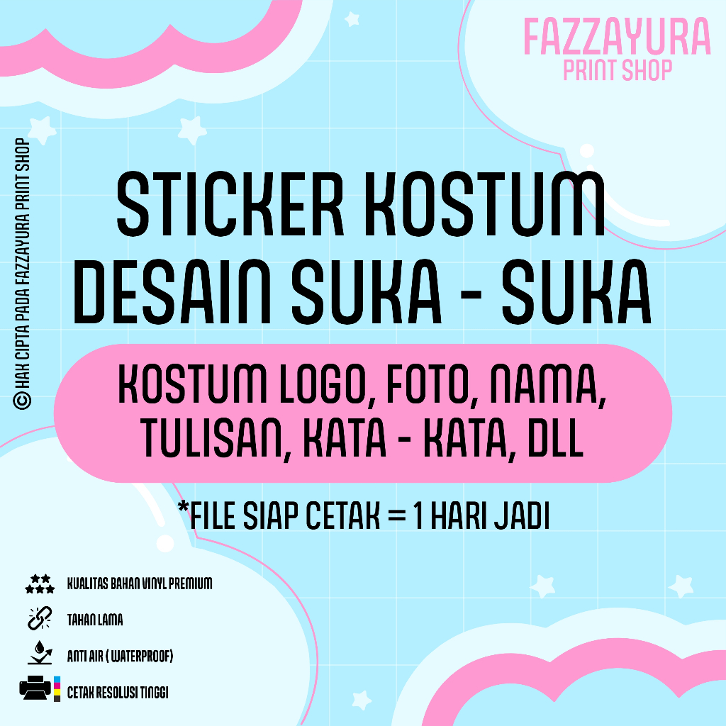 Jual STICKER KOSTUM DESAN SUKA-SUKA | KOSTUM LOGO, FOTO, NAMA, TULISAN ...