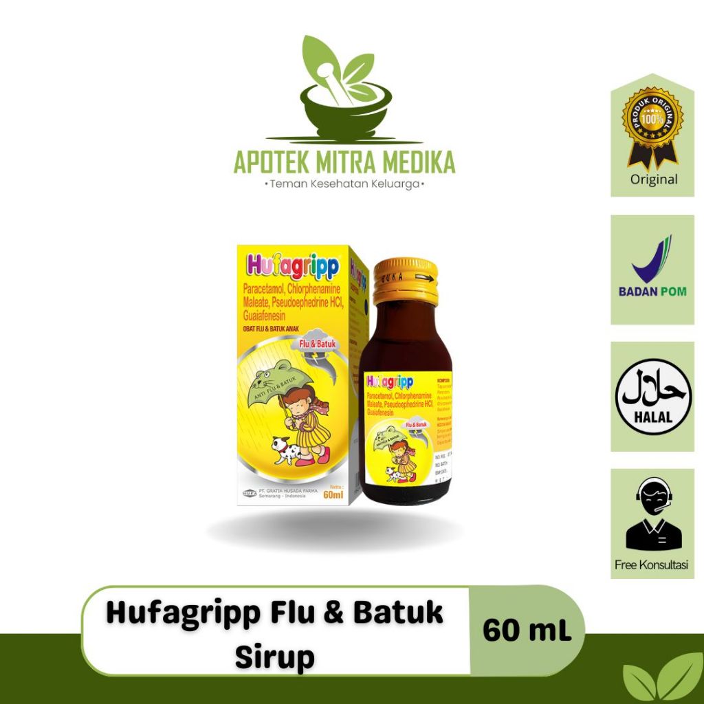 Jual Hufagrip Kuning Obat Flu Dan Batuk Anak 60 mL | Shopee Indonesia