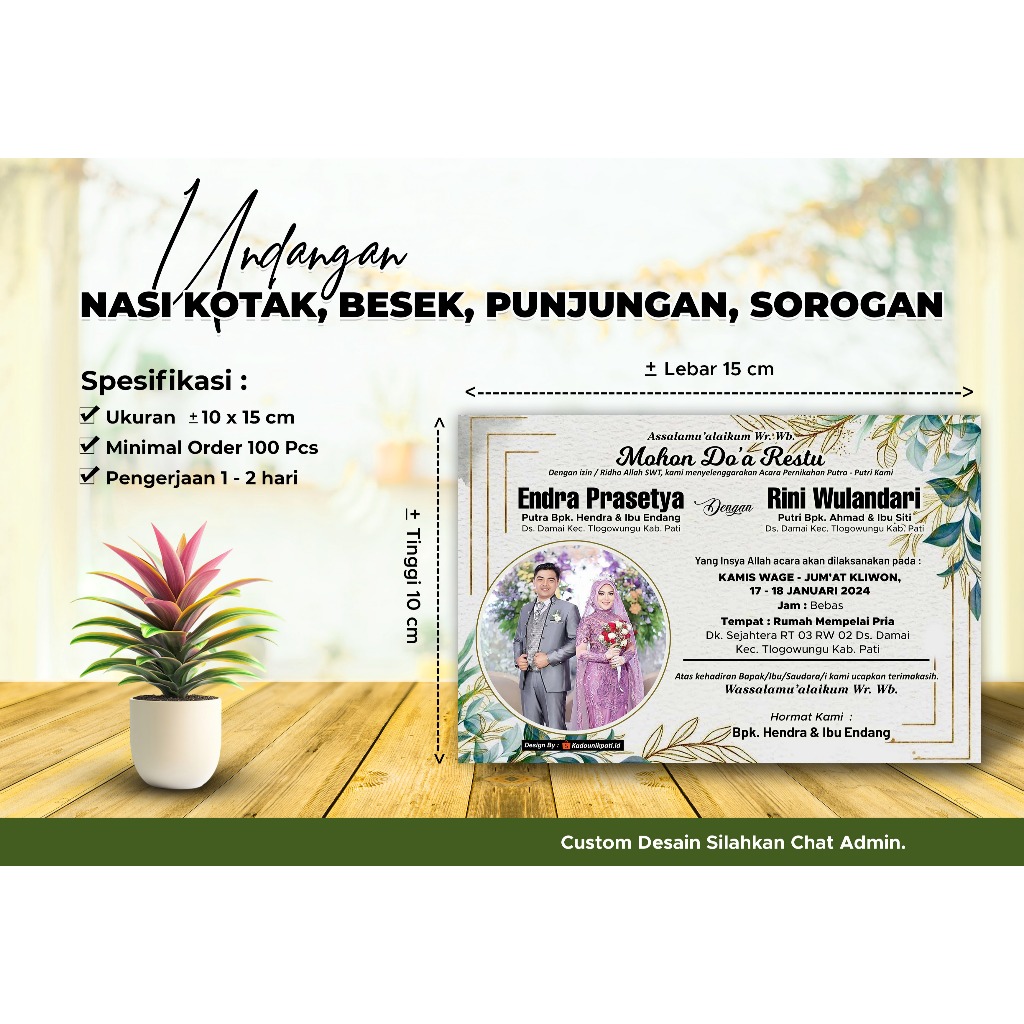 Jual CETAK UNDANGAN BESEK | UNDANGAN SOROGAN | UNDANGAN PUNJUNGAN ...