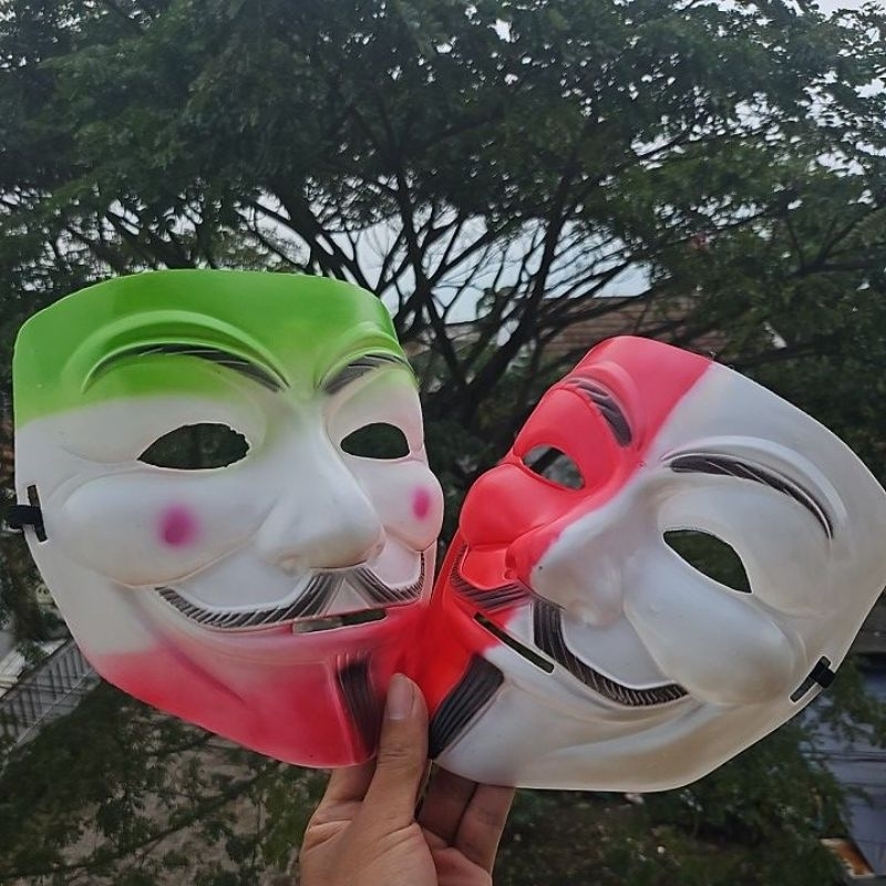 Jual topeng anonymous merah putih indonesia / topeng hacker / topeng ...