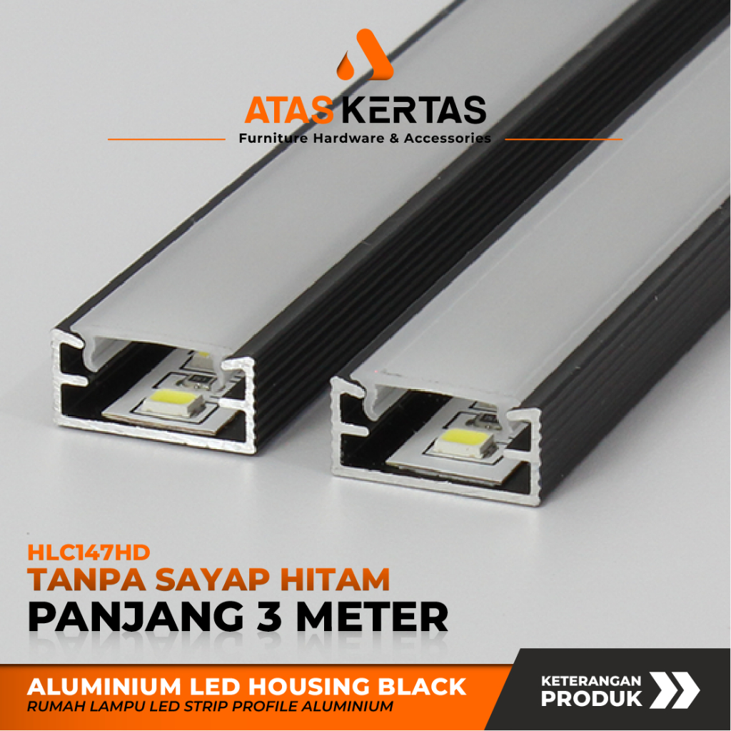 Jual Housing Led Strip 3meter Hitam Slim | Cover Kap Rumah Lampu Led ...