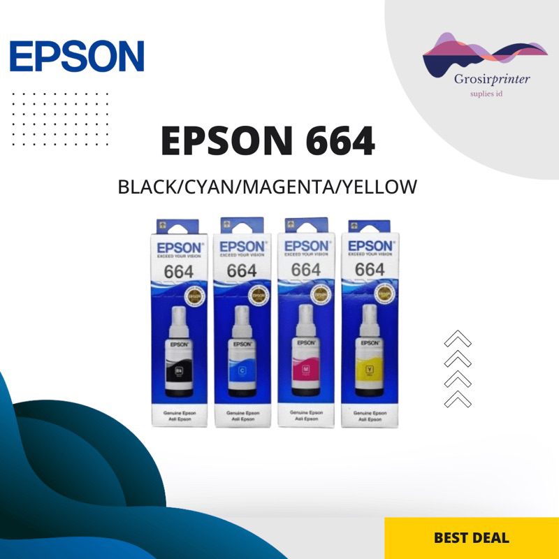 Jual Tinta Epson 664 Original Ink Bottle (Black / Cyan / Magenta / Yellow) | Shopee Indonesia