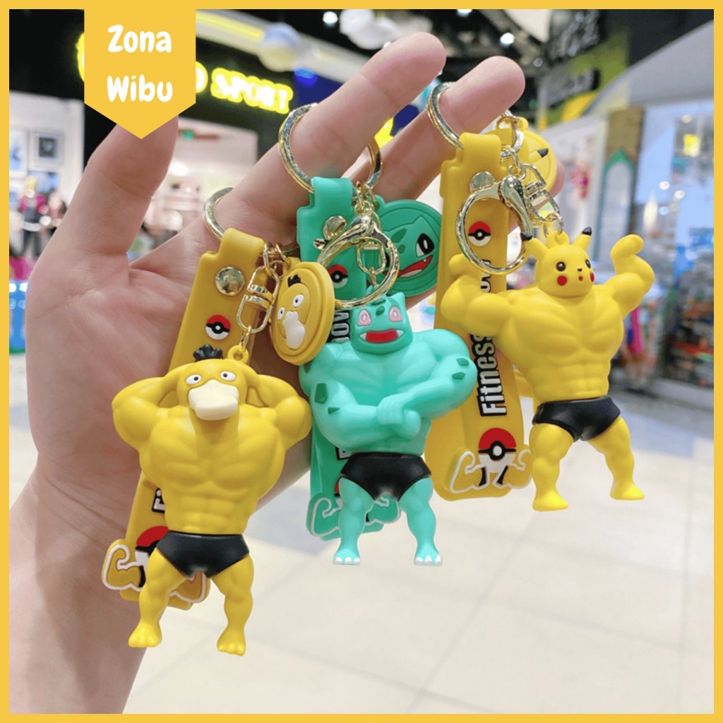 Jual Gantungan Kunci Pokemon Fitness Show Chibi 3D – Keychain Anime ...