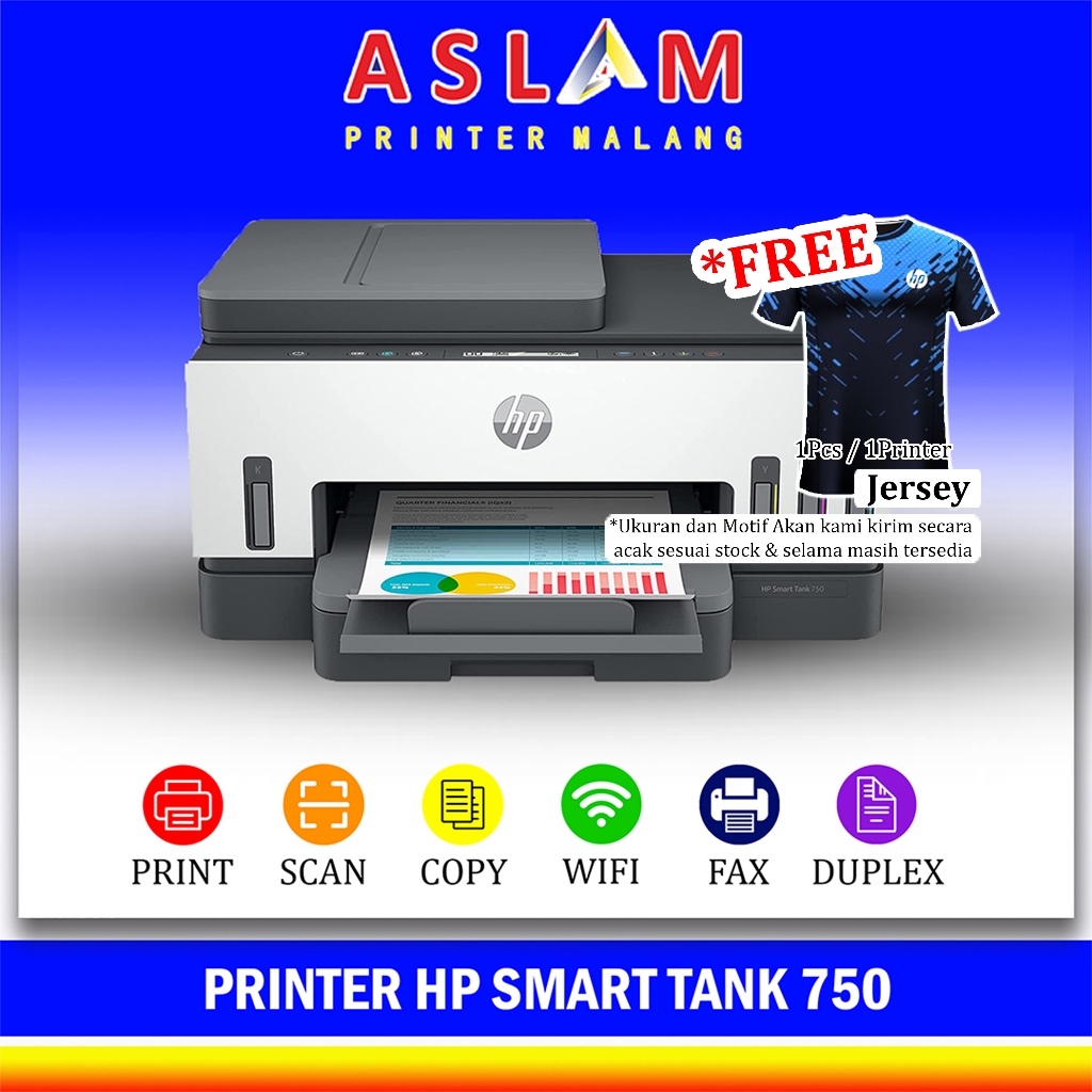 Jual Printer HP Print Scan Copy Wifi ADF HP 750 Smart Tank All In One ...