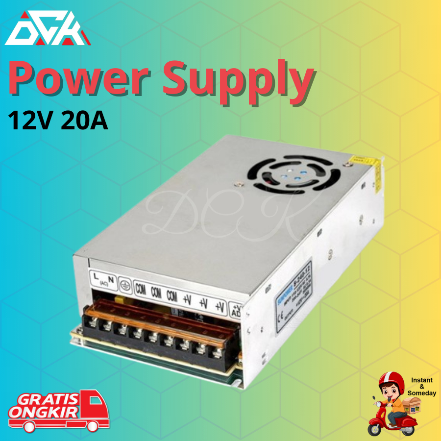 Jual Power Supply 12V 20A Switching Adaptor Jaring DC 12 Volt 20 Ampere LED CCTV PSU | Shopee ...