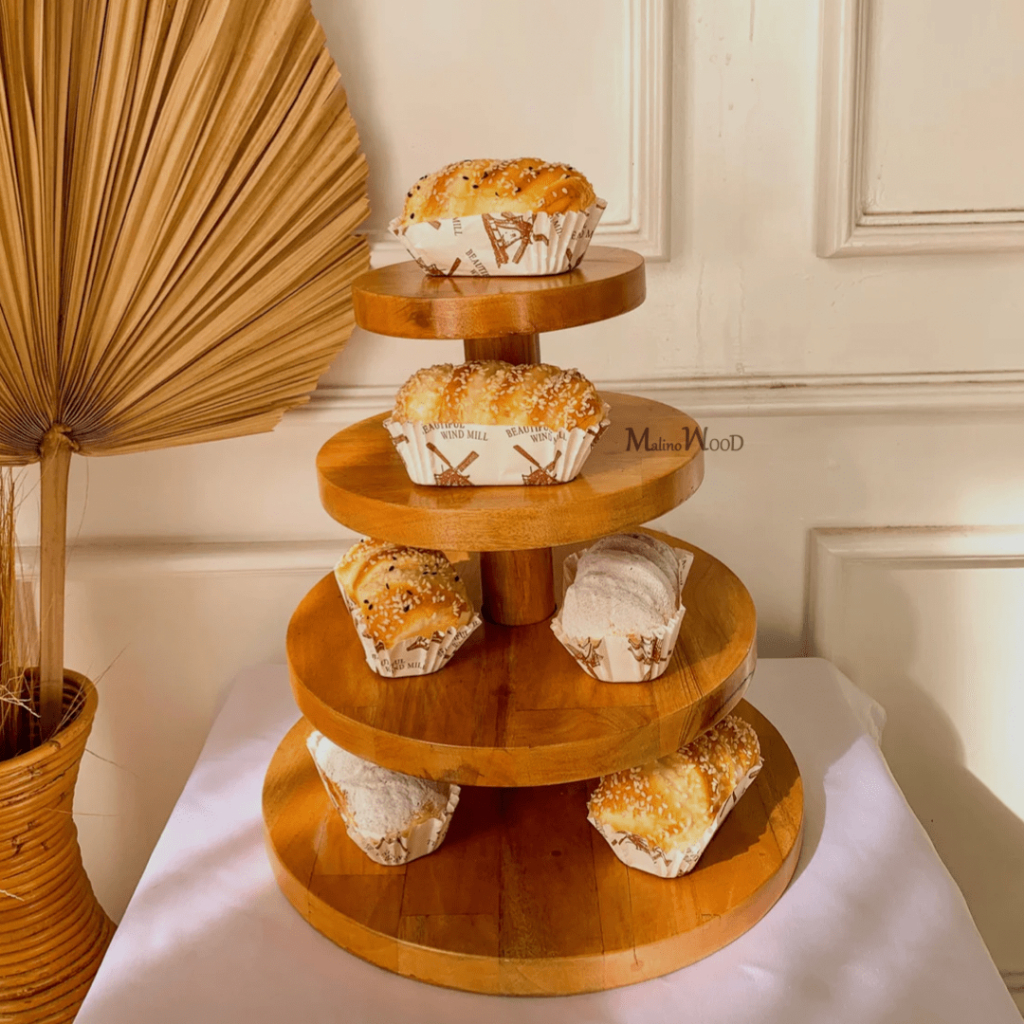 Jual CS - 01 Cake Stand bulat kayu tatakan kue 3 susun dekorasi kue ...