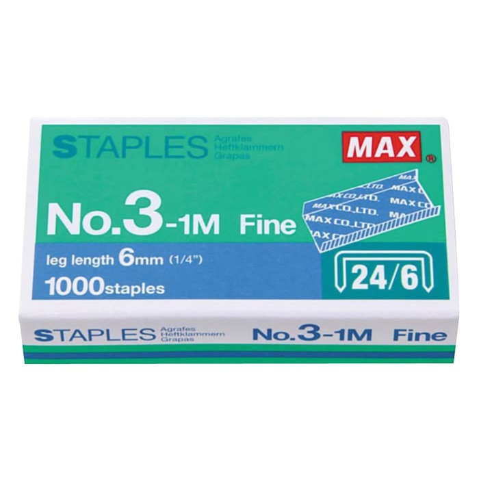 Jual isi staples max no 3-1m 24/6 - isi staples besar ORI | Shopee ...