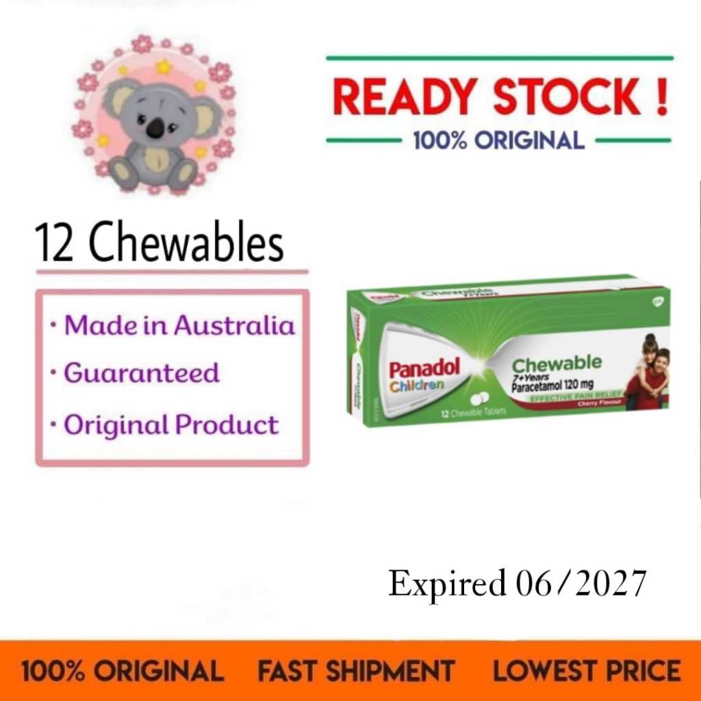 Jual Panadol Children Anak Chewable Kunyah Paracetamol 120mg ORI Aussie ...