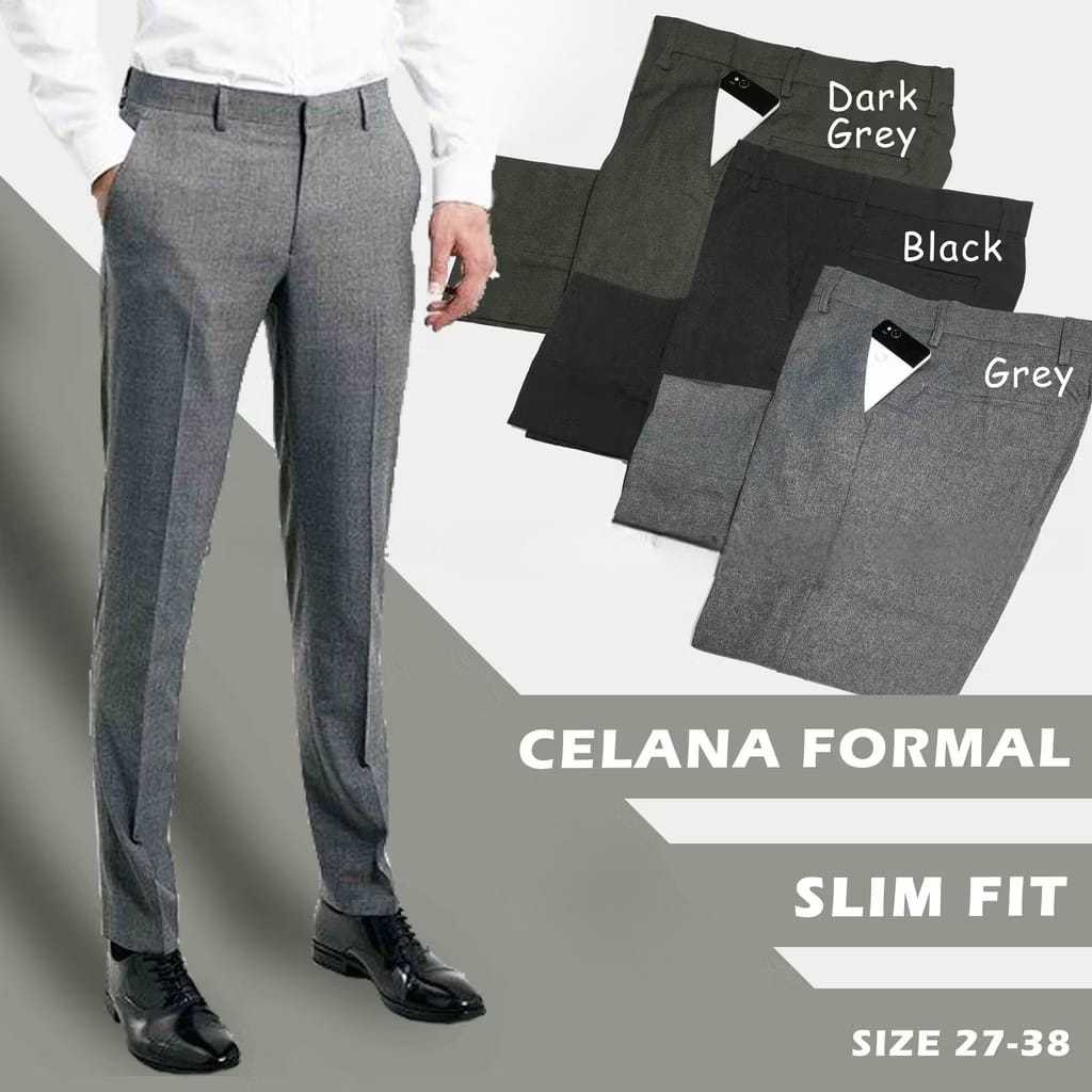 Jual Celana Kerja Kantor Pria Formal Slim Fit Bahan Kain Wol Berkualitas Kekinian | Shopee Indonesia