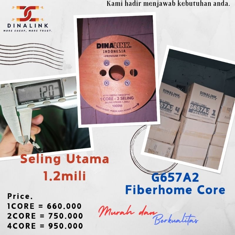 Jual KABEL FO FTTH DINALINK G657A2 DROPCORE 3SELING 1CORE 2CORE 4CORE ...