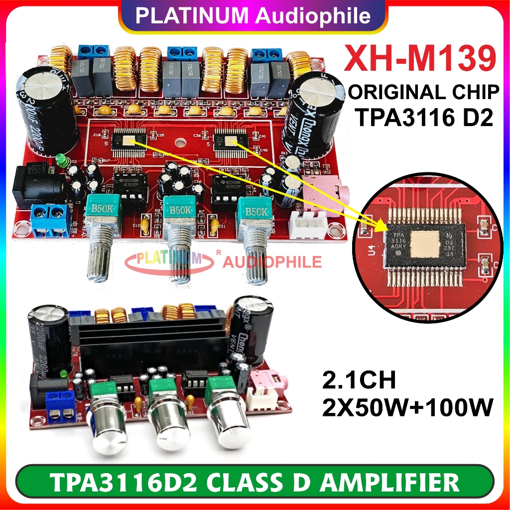 Jual TPA3116 Amplifier Class 2X 50W + 100W 2.1 CH Dual Chip 32pin ...