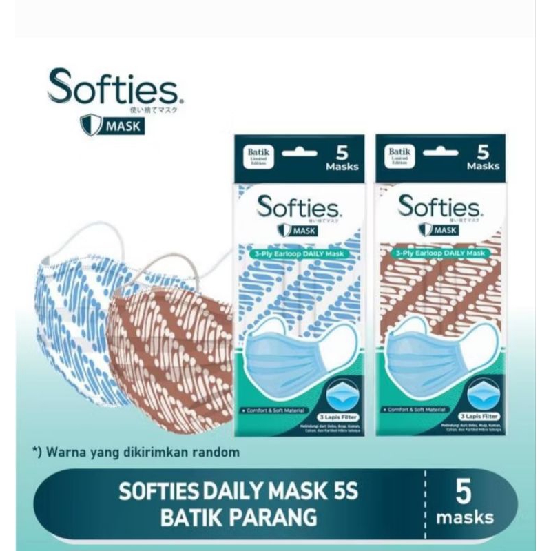 Jual Softies mask daily & surgical motif batik sacset isi 5 pcs ...