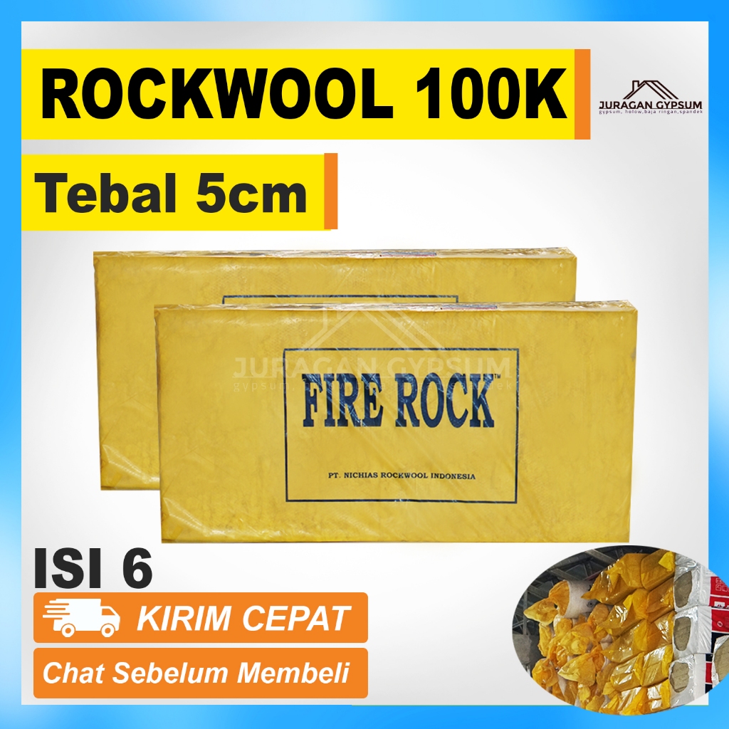 Jual Rockwool Density 100k tebal 5 cm isi 6 | Rock wool D100 2" | rockwoll Densiti 100 isi 6 ...