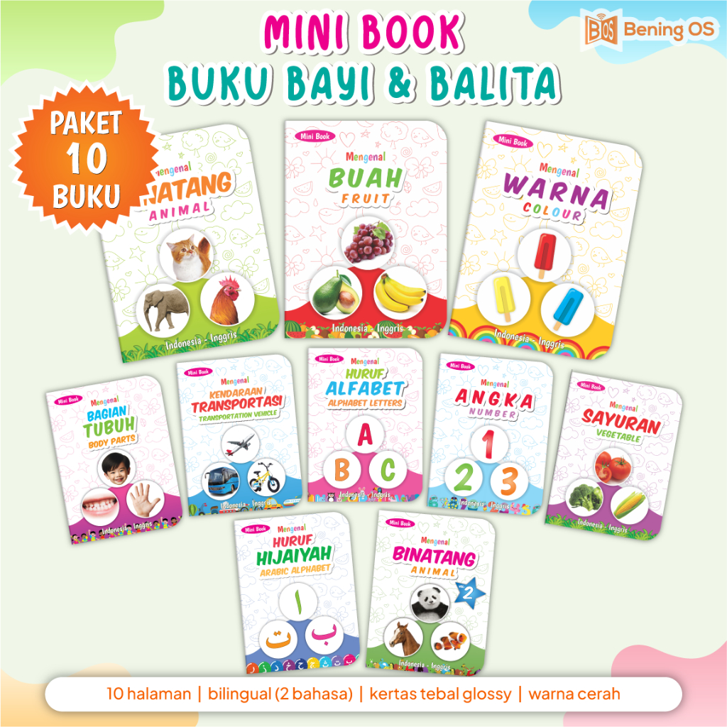 Jual Paket 10 Mini Book - Buku Anak Bayi Balita Bilingual | Shopee ...