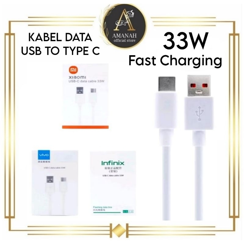 Jual Kabel Data 33W USB to TYPE C Support Turbo FastCharging ORI 99 ...